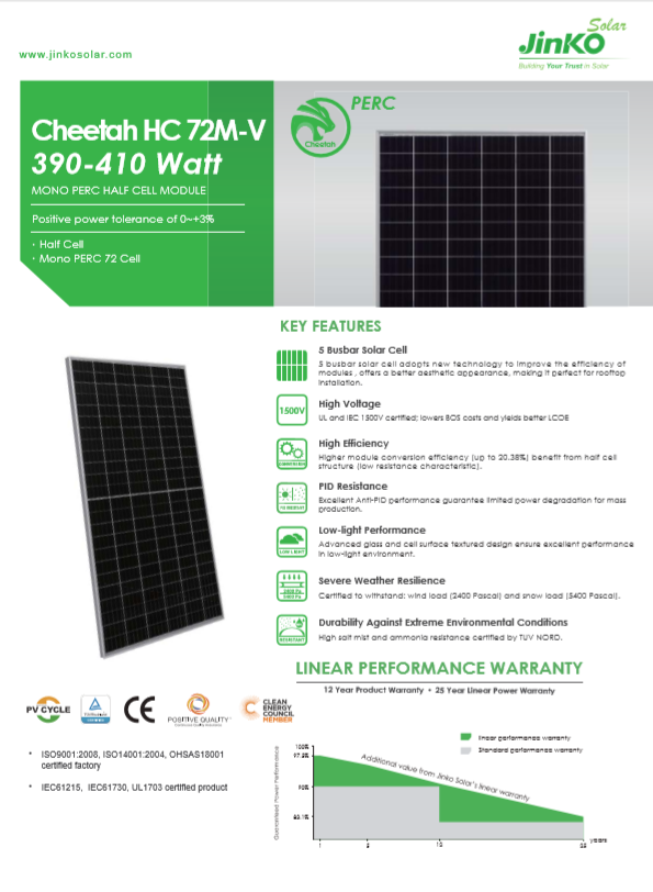 Jinko half cell 72cell 410watt - Sabaidee Solar